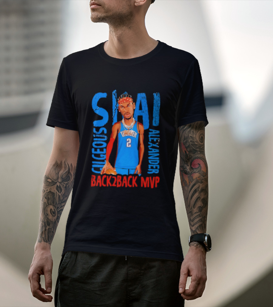 Shai Gilgeous Alexander Back 2 Back MVP Oklahoma City Basketball Player Number 2 T-Shirt