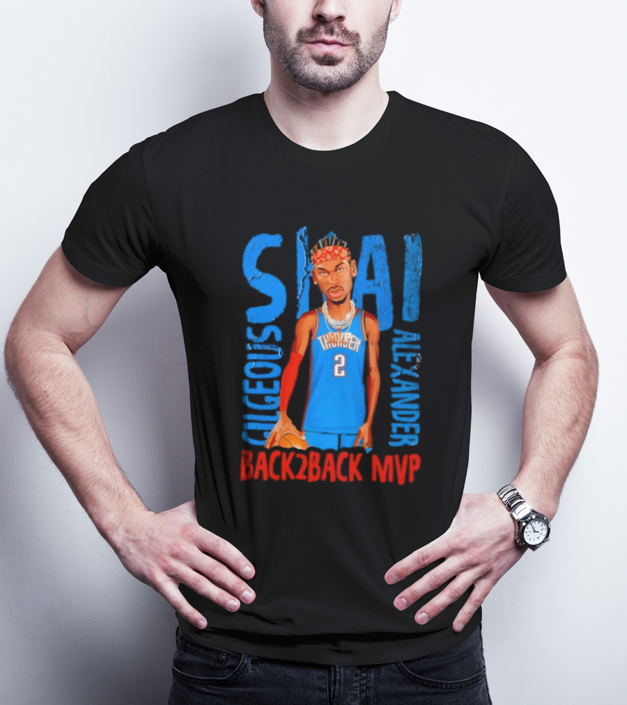 Shai Gilgeous Alexander Back 2 Back MVP Oklahoma City Basketball Player Number 2 T-Shirt