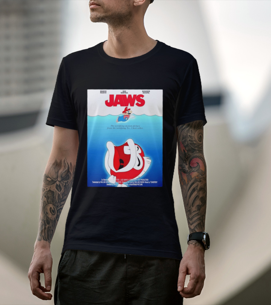 Mario Jaws Big Bertha Bowser Koopa Movie T-Shirt
