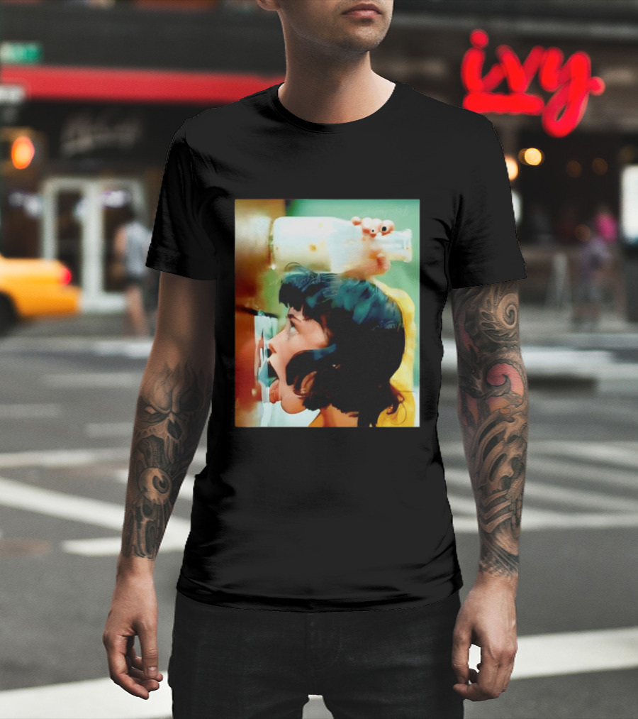 The Girl With Banging Head Licking Milk Scene T-Shirt