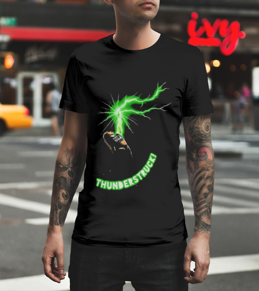 Thunderstruck Green Lightning Female Wrestler Power Burst T-Shirt