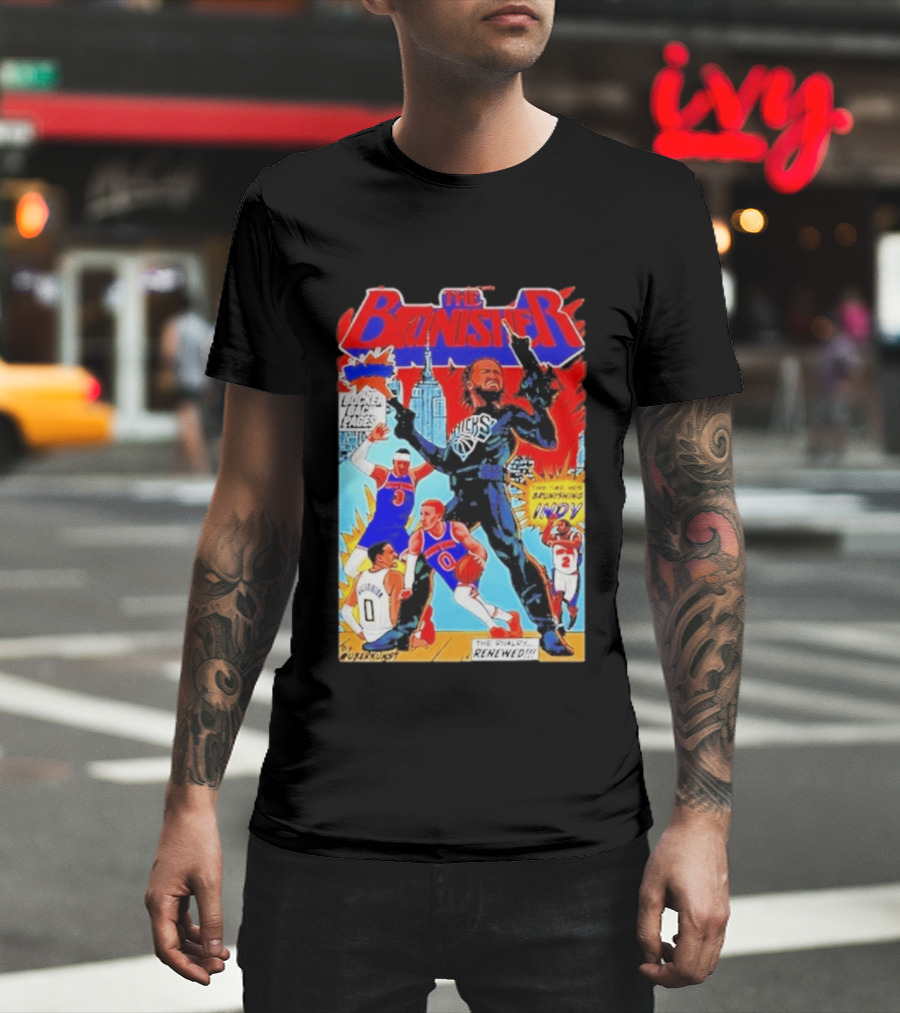The Brunisher Jalen Brunson Knicks Comics Empire State Mocks Indiana T-Shirt