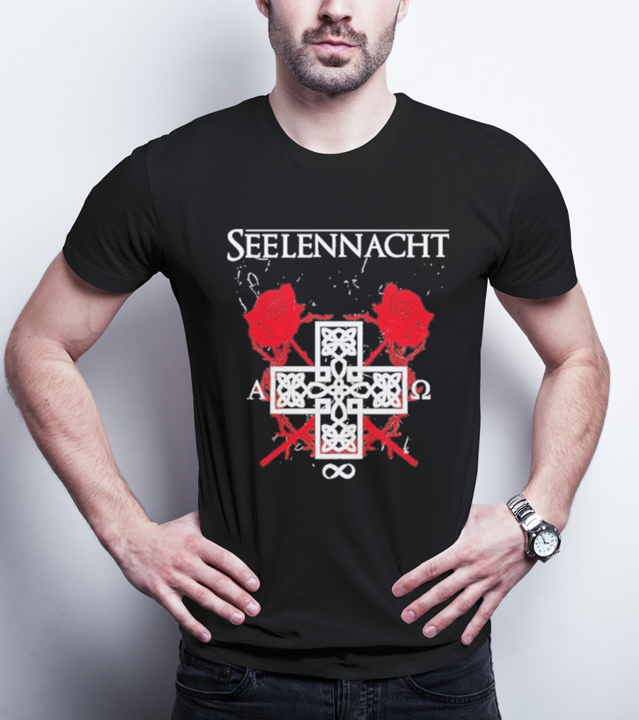Seelennacht Celtic Cross Red Roses Alpha Omega Infinity T-Shirt
