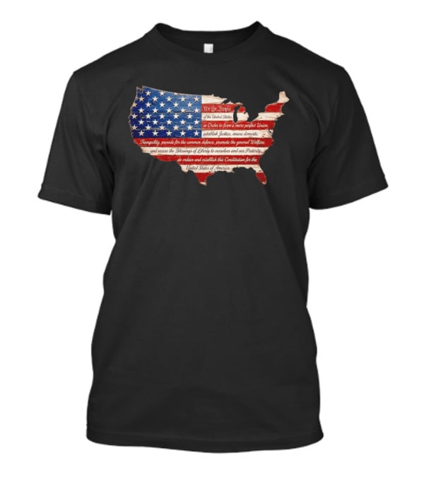 We The People Flag Map Of The United States Constitution T-Shirt
