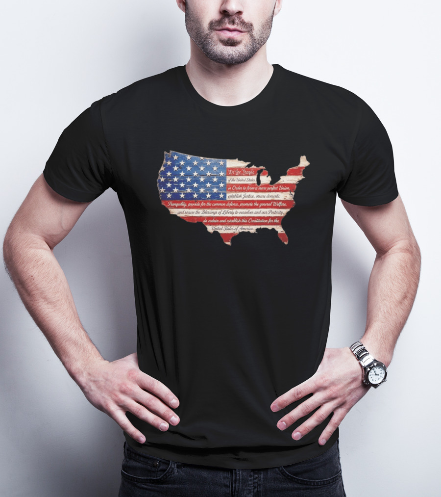We The People Flag Map Of The United States Constitution T-Shirt