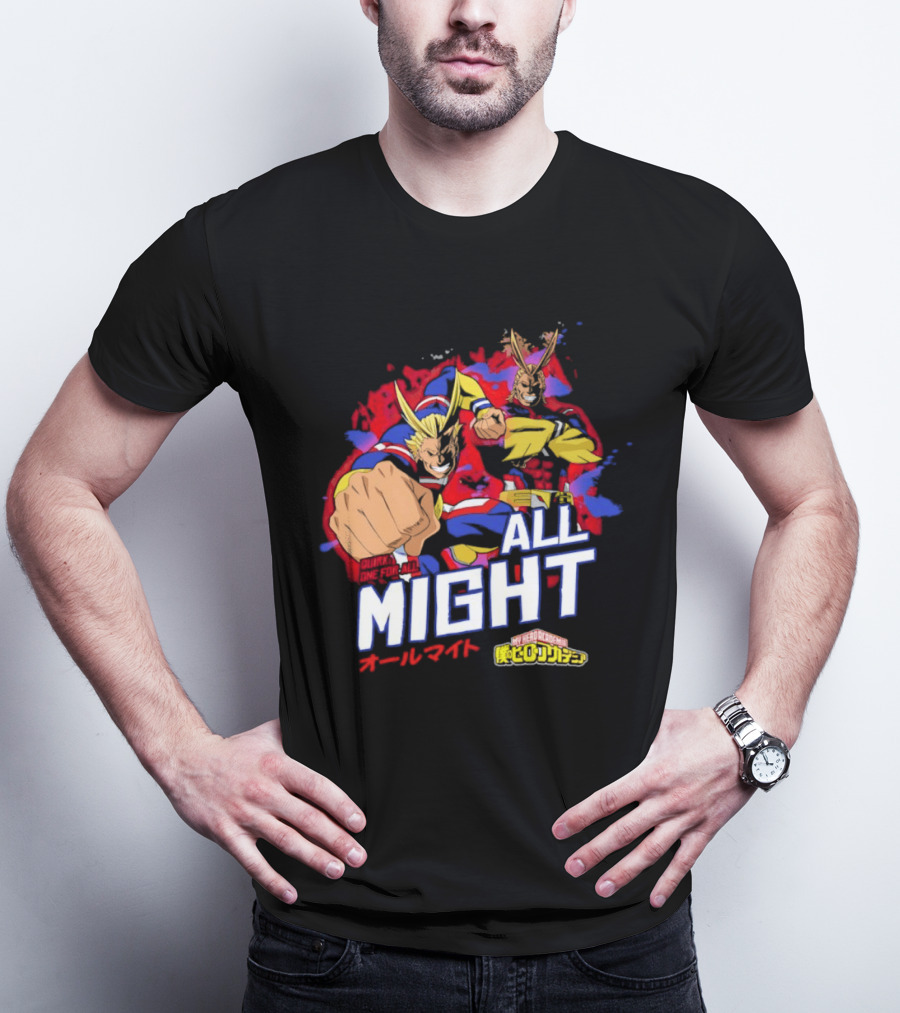 All Might My Hero Academia Anime Hero Iconic Character Art Quirk One For All T-Shirt