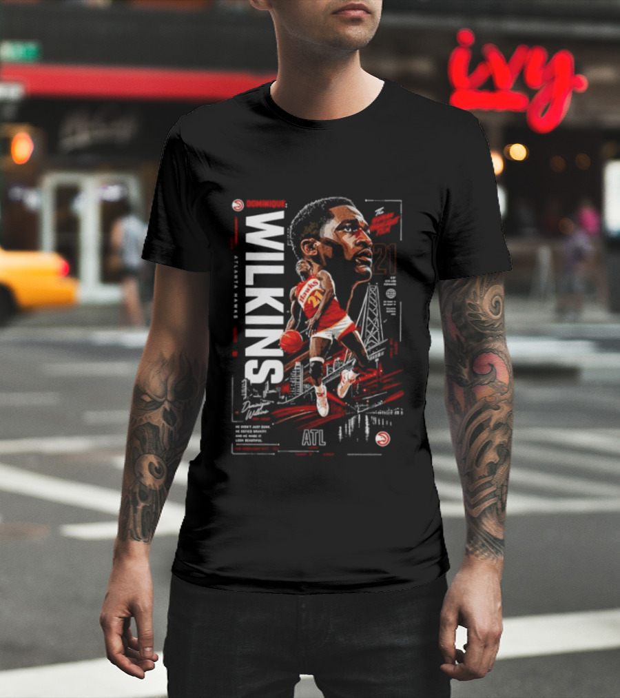 Atlanta Hawks Dominique Wilkins The Human Highlight Film 21 Basketball T-Shirt