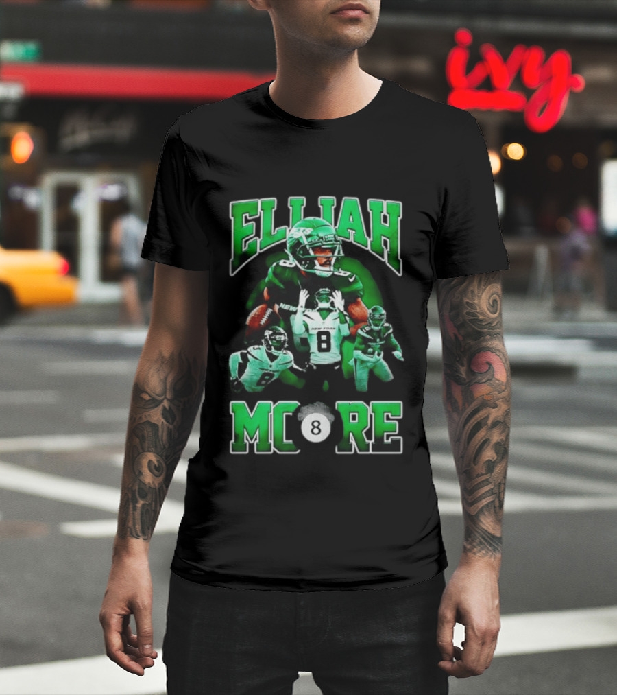 Elijah Moore New York Jets Number 8 NFL Team Player T-Shirt