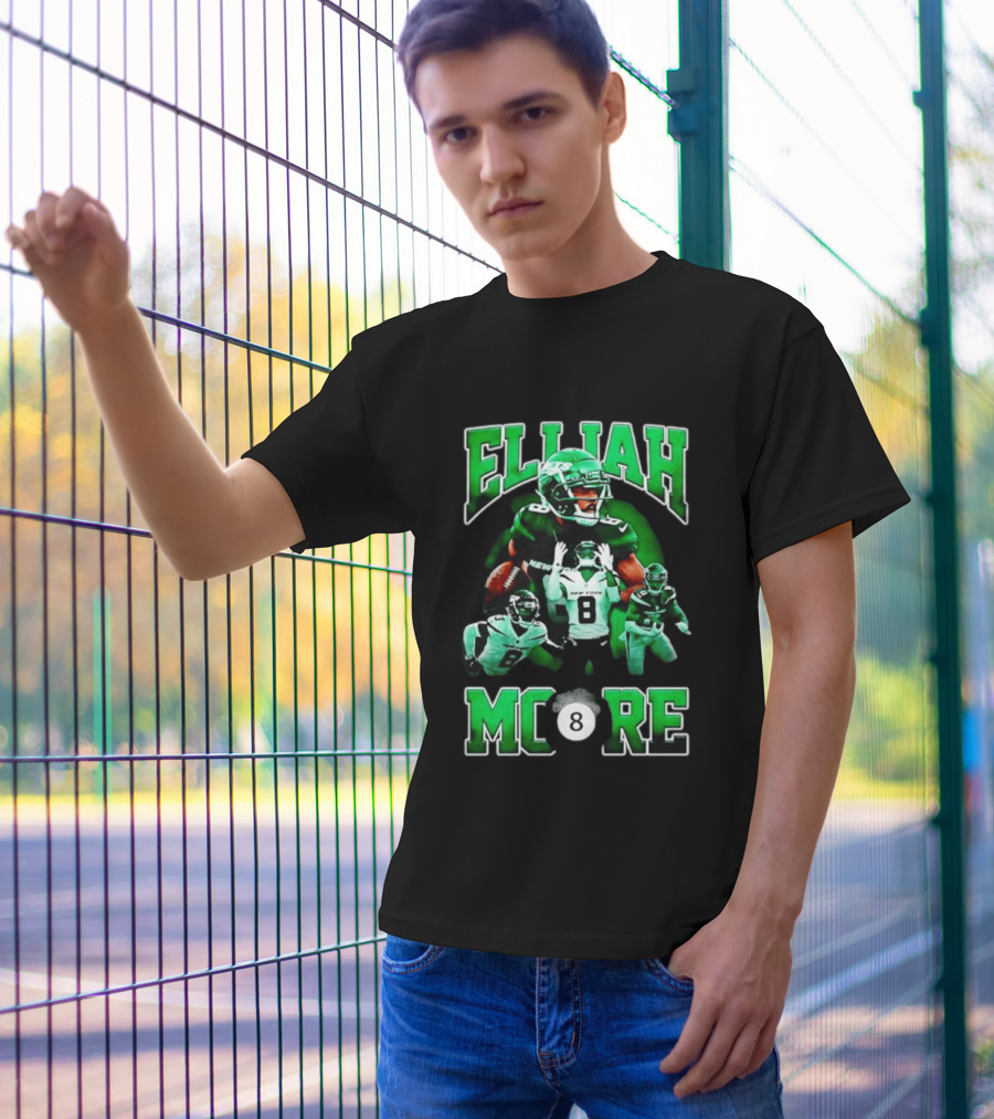 Elijah Moore New York Jets Number 8 NFL Team Player T-Shirt