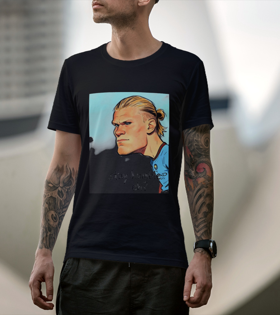 Erling Haaland Cartoon Manchester City Stay Humble Eh T-Shirt