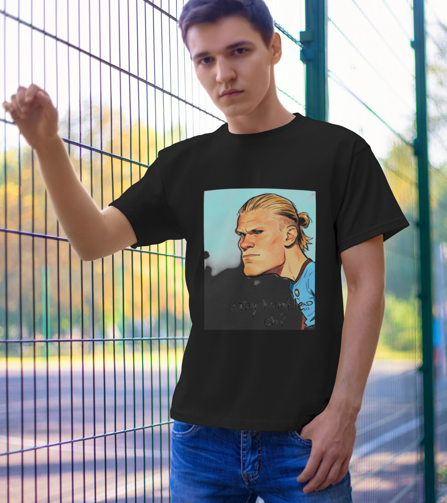 Erling Haaland Cartoon Manchester City Stay Humble Eh T-Shirt