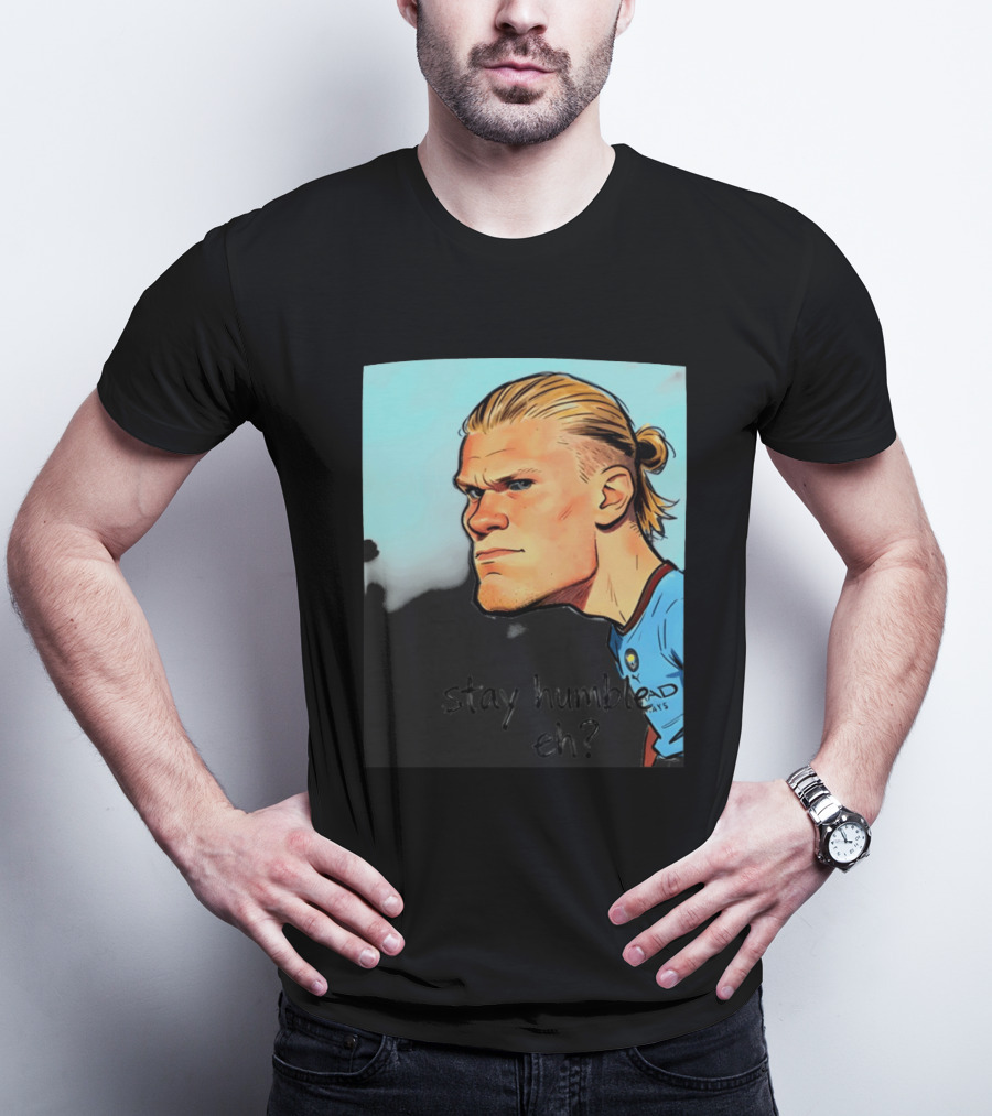 Erling Haaland Cartoon Manchester City Stay Humble Eh T-Shirt