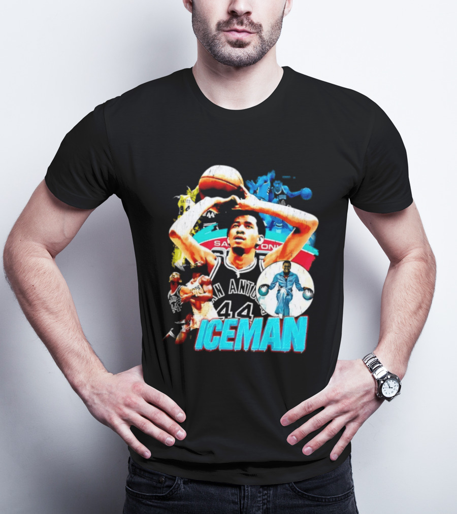 George Gervin Iceman San Antonio Spurs 44 Basketball Legend T-Shirt