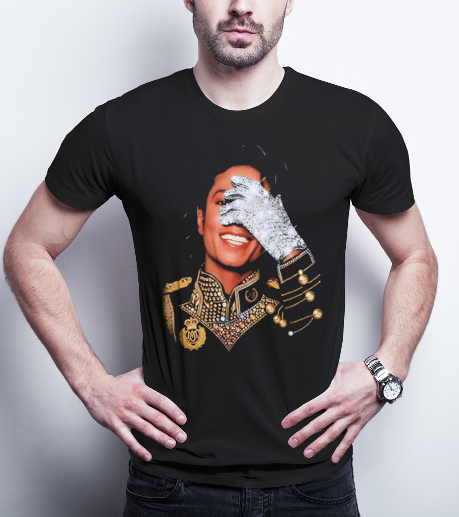 Jackson Drake Iceman King Of Pop Diamond Glove 2026 Gold Embellished Uniform T-Shirt