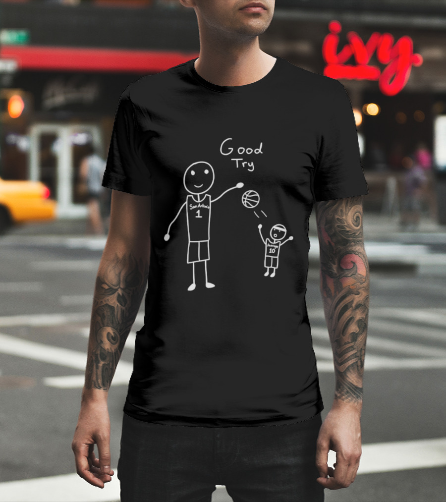 San Antonio Spurs Victor Wembanyama Good Try Basketball Cartoon T-Shirt