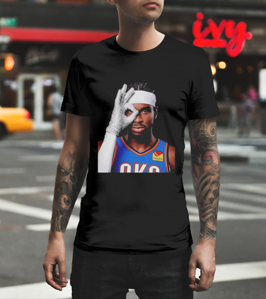 Shai Gilgeous Alexander Oklahoma City Thunder Clutch Player Of The Year 2026 Glitter Gloves Houta OKC T-Shirt