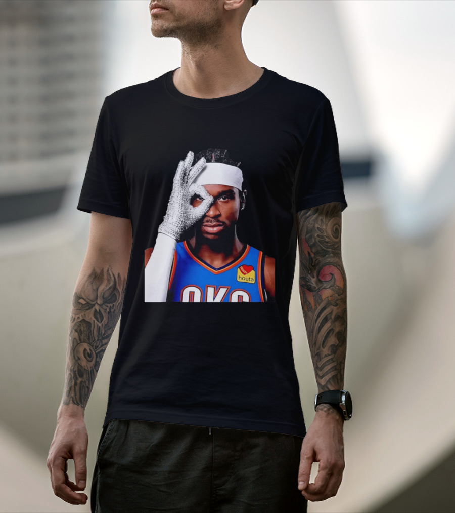 Shai Gilgeous Alexander Oklahoma City Thunder Clutch Player Of The Year 2026 Glitter Gloves Houta OKC T-Shirt