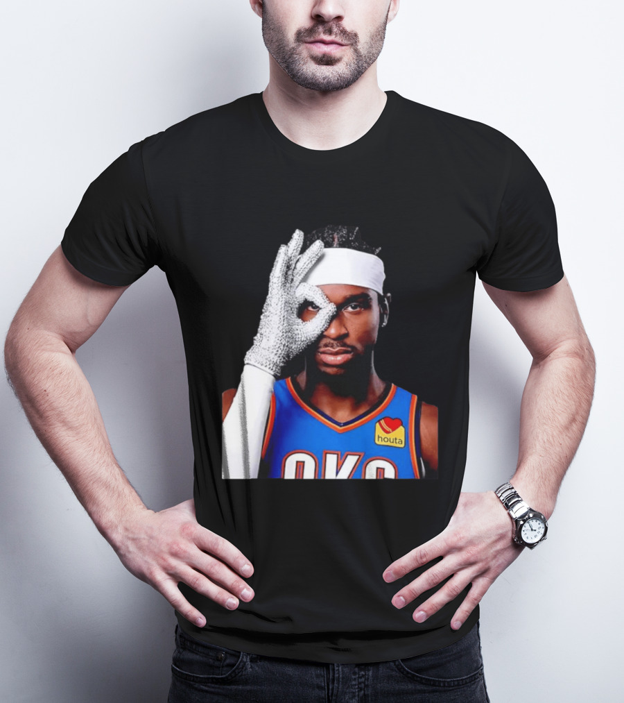 Shai Gilgeous Alexander Oklahoma City Thunder Clutch Player Of The Year 2026 Glitter Gloves Houta OKC T-Shirt