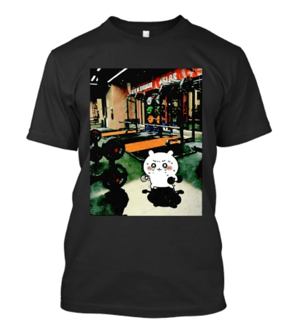 Usagi Working Out At The Gym Let's Be Stronger Chiikawa Fitness Motivational Scene T-Shirt