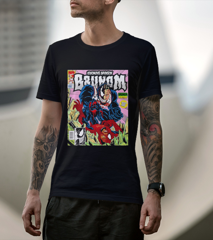 Venomous Brunson Venom X Jalen Brunson Marvel Comic Brunes Back Cover Price T-Shirt