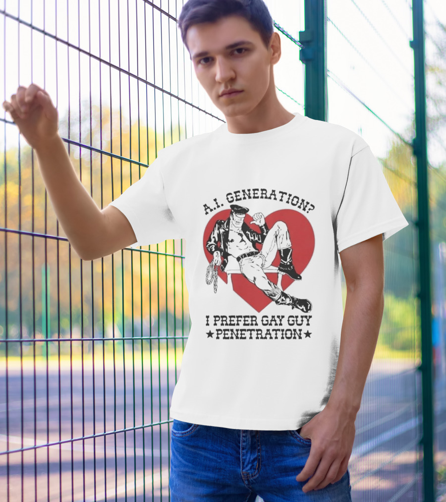 A.I. Generation I Prefer Gay Guy Penetration Heart Background Leather Outfit T-Shirt