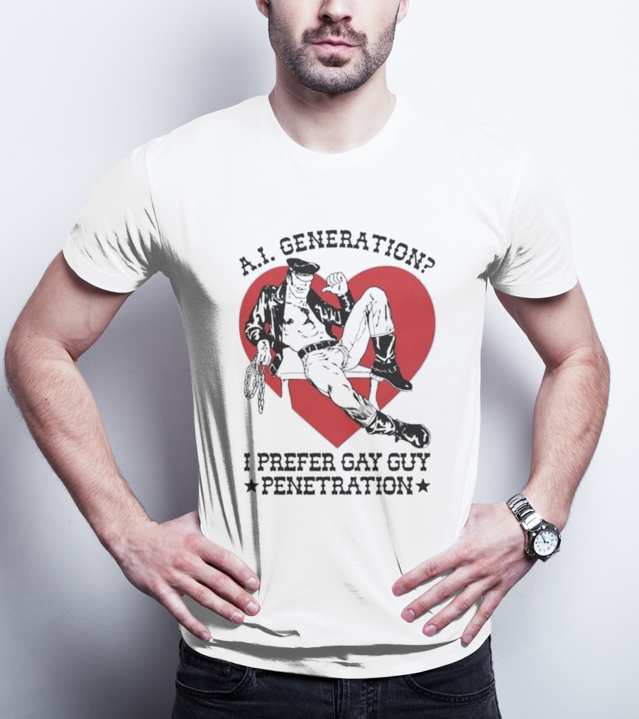 A.I. Generation I Prefer Gay Guy Penetration Heart Background Leather Outfit T-Shirt