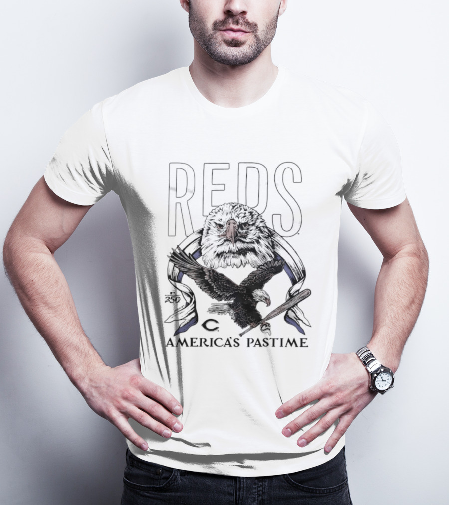 Cincinnati Reds Bald Eagle America's Pastime 250th Celebration T-Shirt