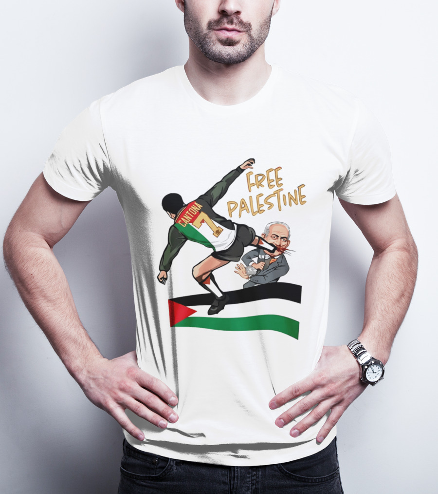 Cantona Number 7 Free Palestine Kick Advocate T-Shirt