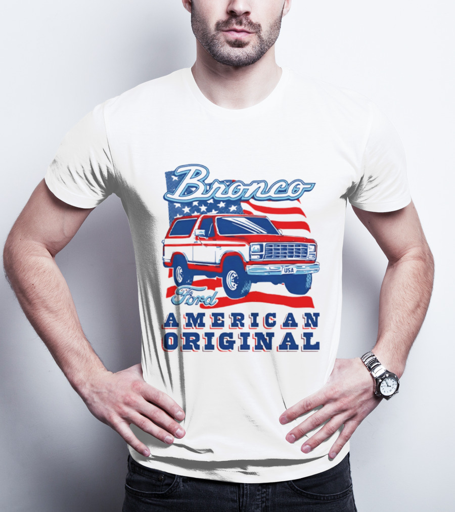Bronco Ford American Original Vintage Truck Classic Stars And Stripes T-Shirt