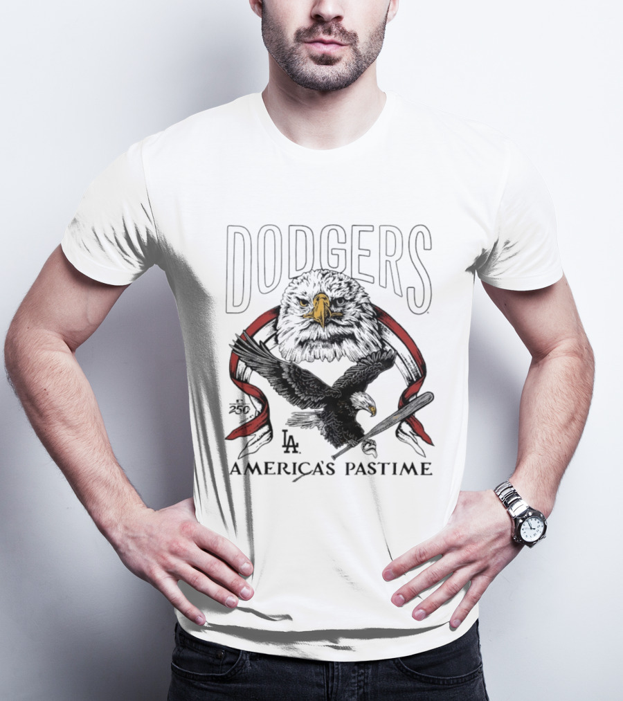 Dodgers LA Bald Eagle America's Pastime 250 Celebration T-Shirt