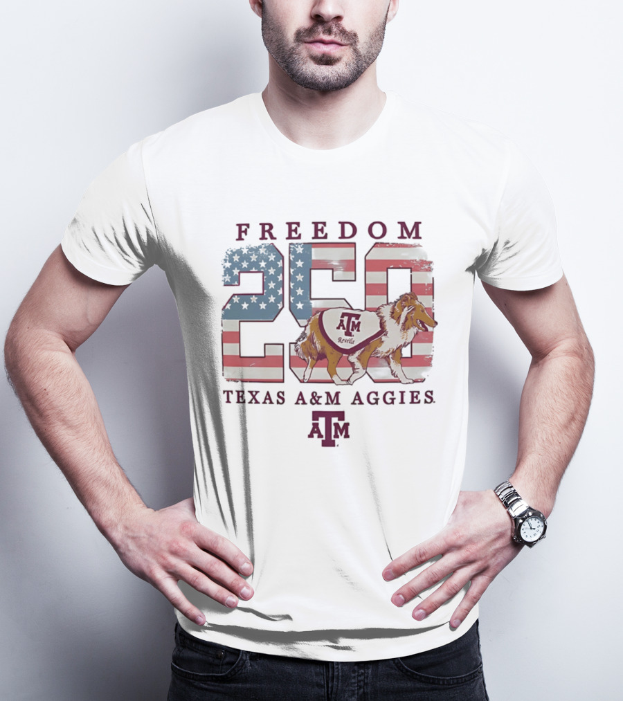 Texas A&M Aggies Freedom Reveille 250th Celebration T-Shirt