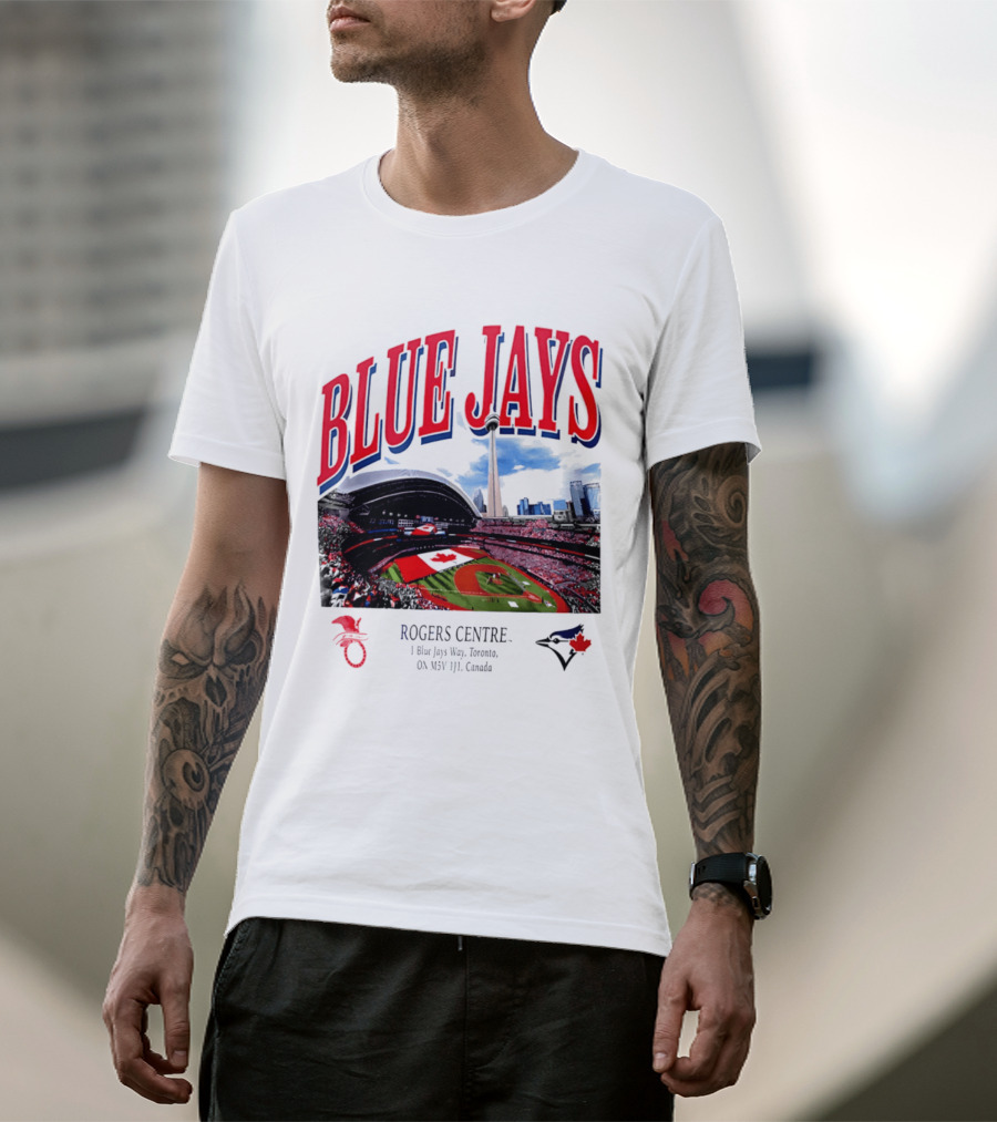 Blue Jays Rogers Centre Toronto Skyline CN Tower Baseball Stadium Canada T-Shirt