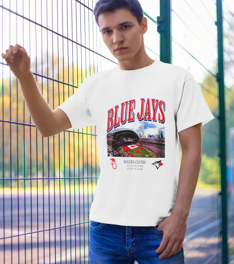 Blue Jays Rogers Centre Toronto Skyline CN Tower Baseball Stadium Canada T-Shirt