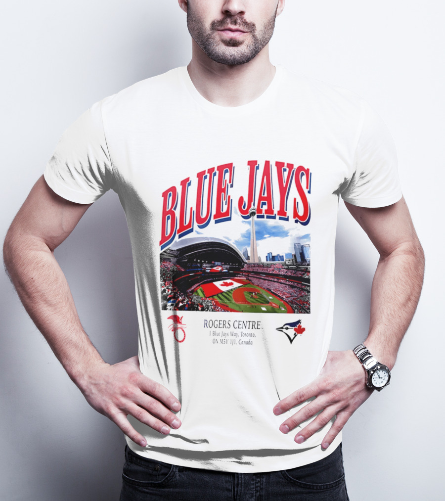 Blue Jays Rogers Centre Toronto Skyline CN Tower Baseball Stadium Canada T-Shirt