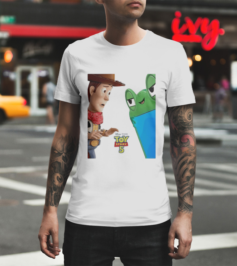 Toy Story 5 Woody And Animated Frog Encounter T-Shirt