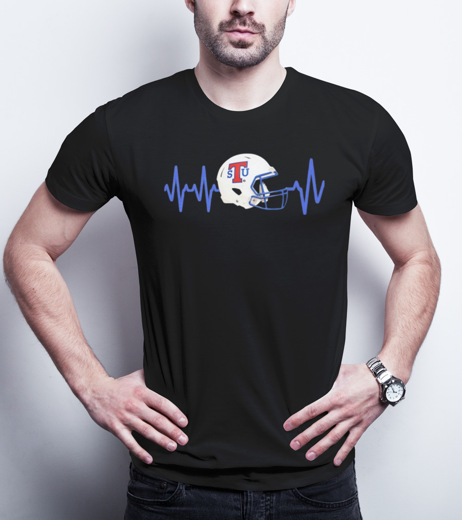 Louisiana Tech Bulldogs STU Football Helmet Heartbeat T-Shirt