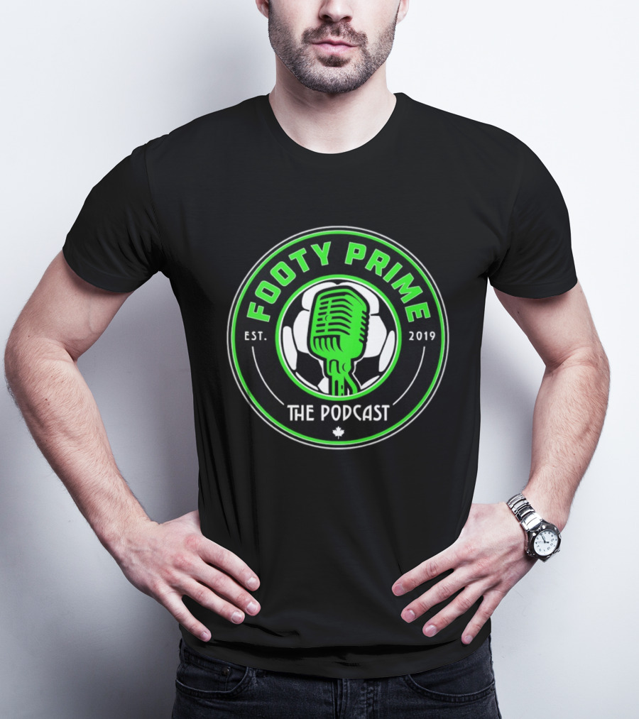 Footy Prime Podcast Est 2019 Soccer Microphone T-Shirt