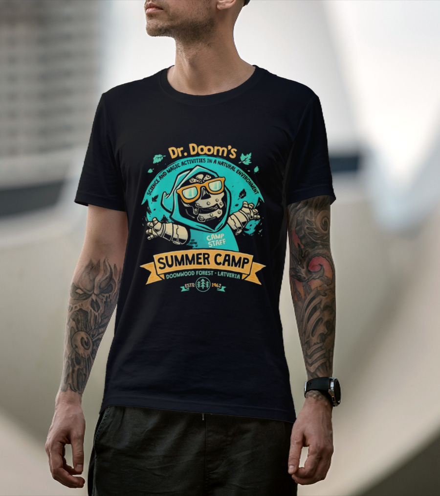Dr. Doom's Summer Camp Doomwood Forest Latveria Camp Staff Marvel Adventures T-Shirt