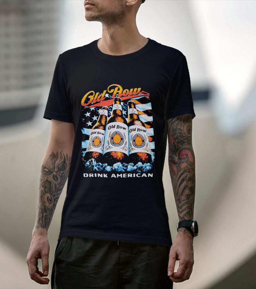 Old Row Beer Bottles American Flag Drink American T-Shirt