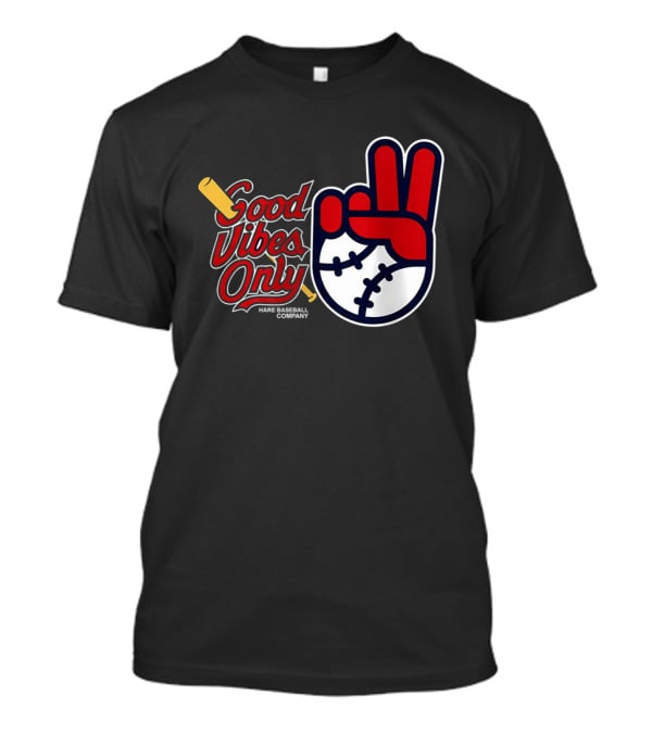 Good Vibes Only Baseball Peace Sign Red Glove T-Shirt