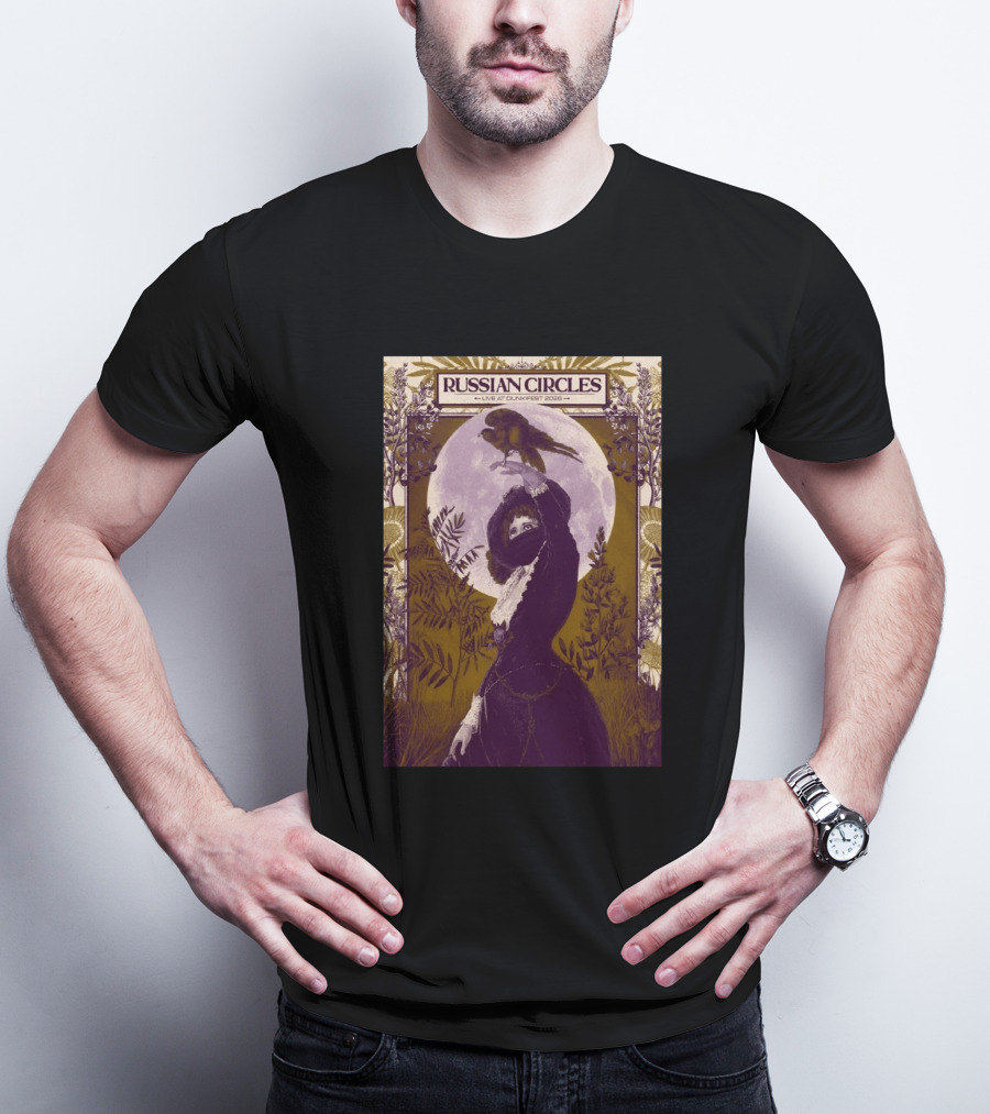 Russian Circles Live At Dunk!Fest 2026 Zottegem Belgium Moonlit Woman And Bird T-Shirt