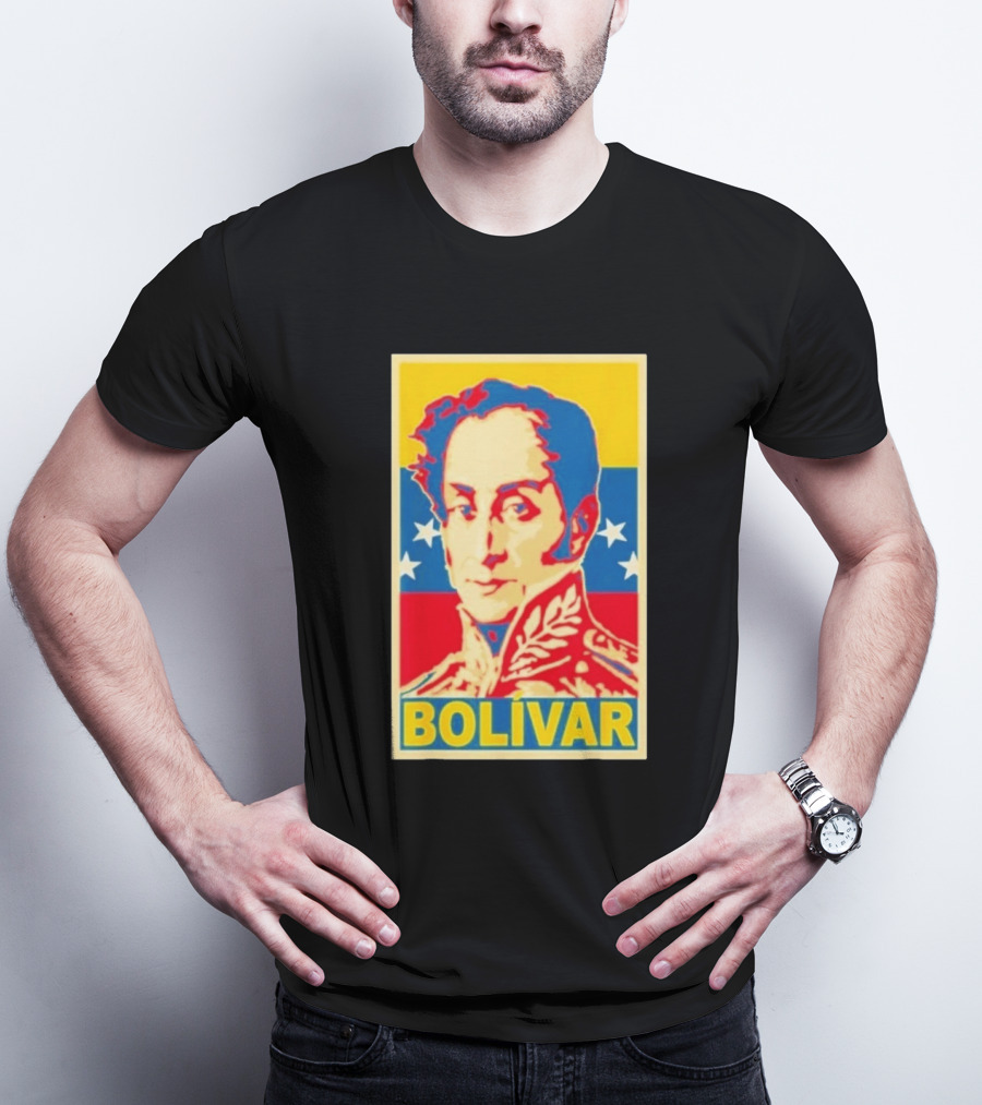 Bolivar Portrait Venezuelan Flag Colors Stars T-Shirt