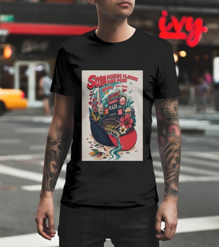 SOJA Pigeons Playing Ping Pong Nationals Park Plaza Stage Washington DC August 1 2026 T-Shirt