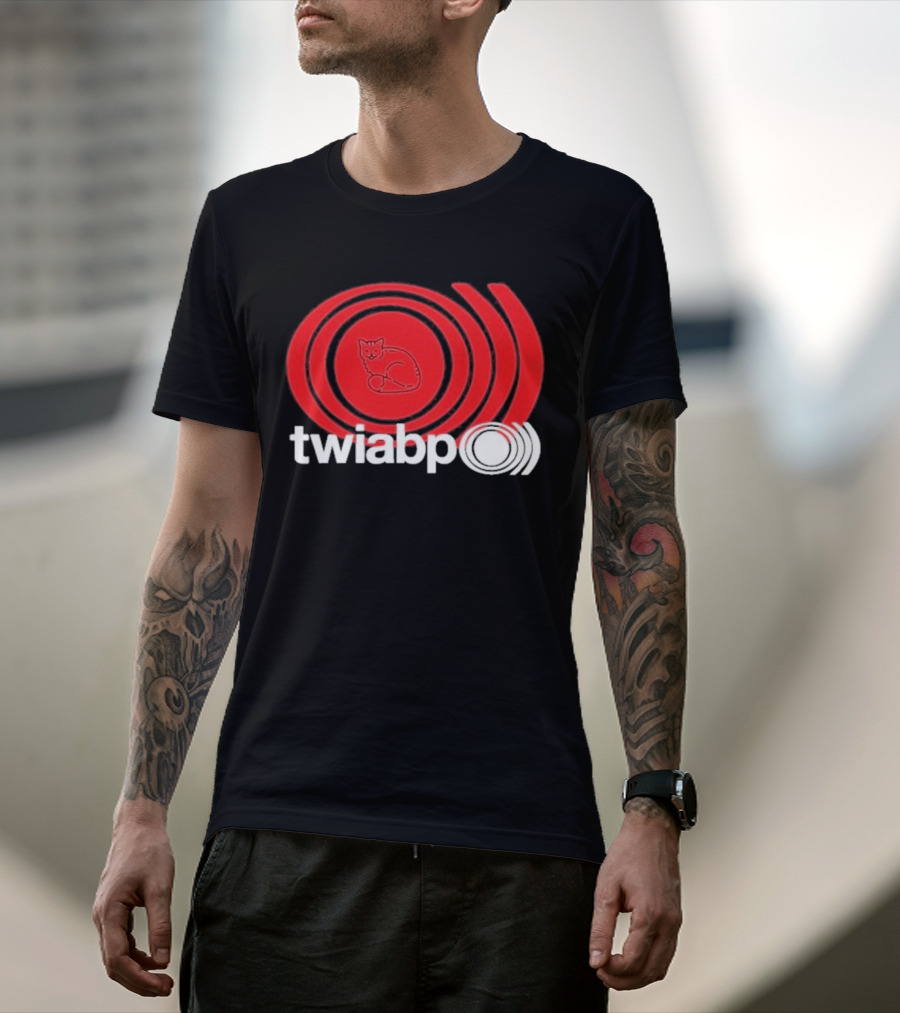 Twiabp Sunn Rip Cat In Red Concentric Circle T-Shirt