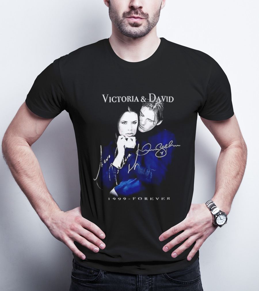 Victoria And David Beckham 1999 Forever Signatures T-Shirt