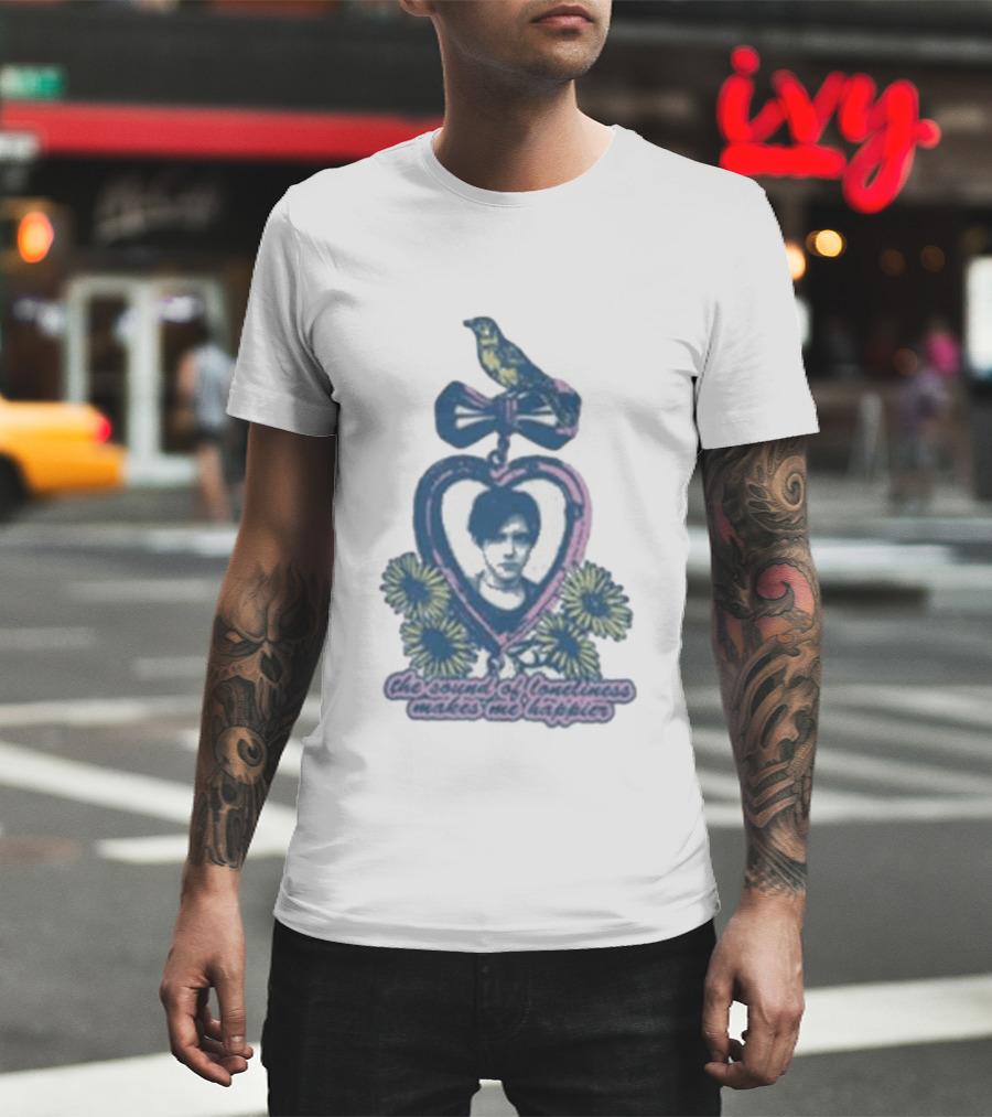 Bright Eyes Yellow Bird Heart Pendant Sound Of Loneliness Makes Me Happier T-Shirt