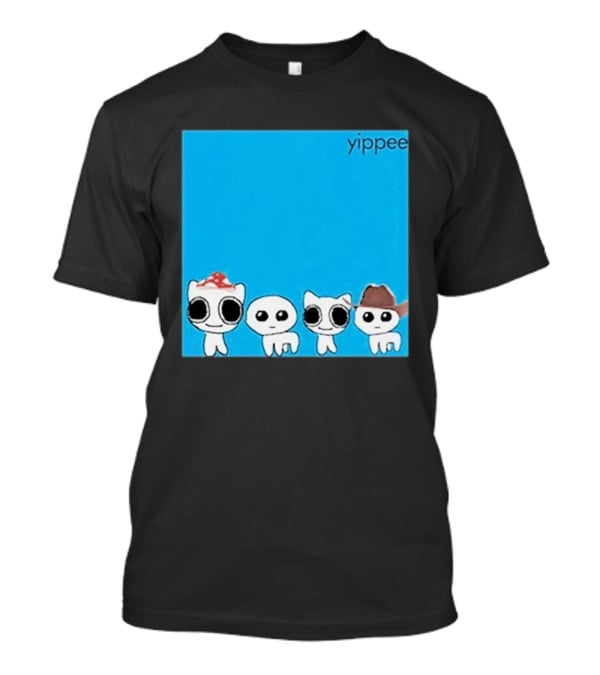 Yippee Blue Album Cringey Cartoon Characters With Cowboy And Chef Hats T-Shirt