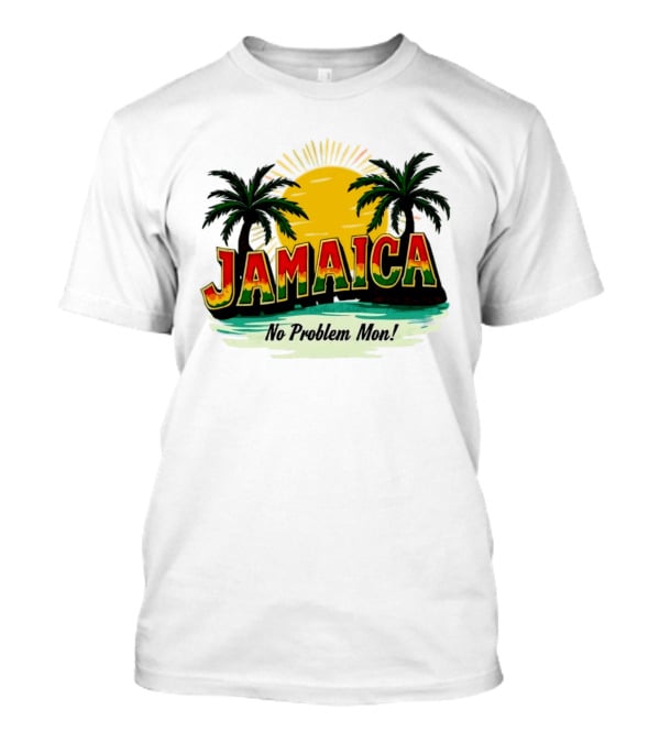 Jamaica No Problem Mon Vibrant Sunset Tropical Palm Trees T-Shirt