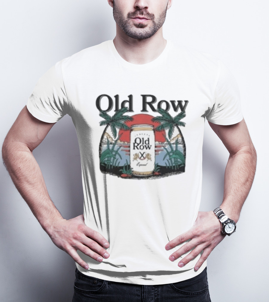 Old Row Cerveza Palm Sunset Beach Scene T-Shirt