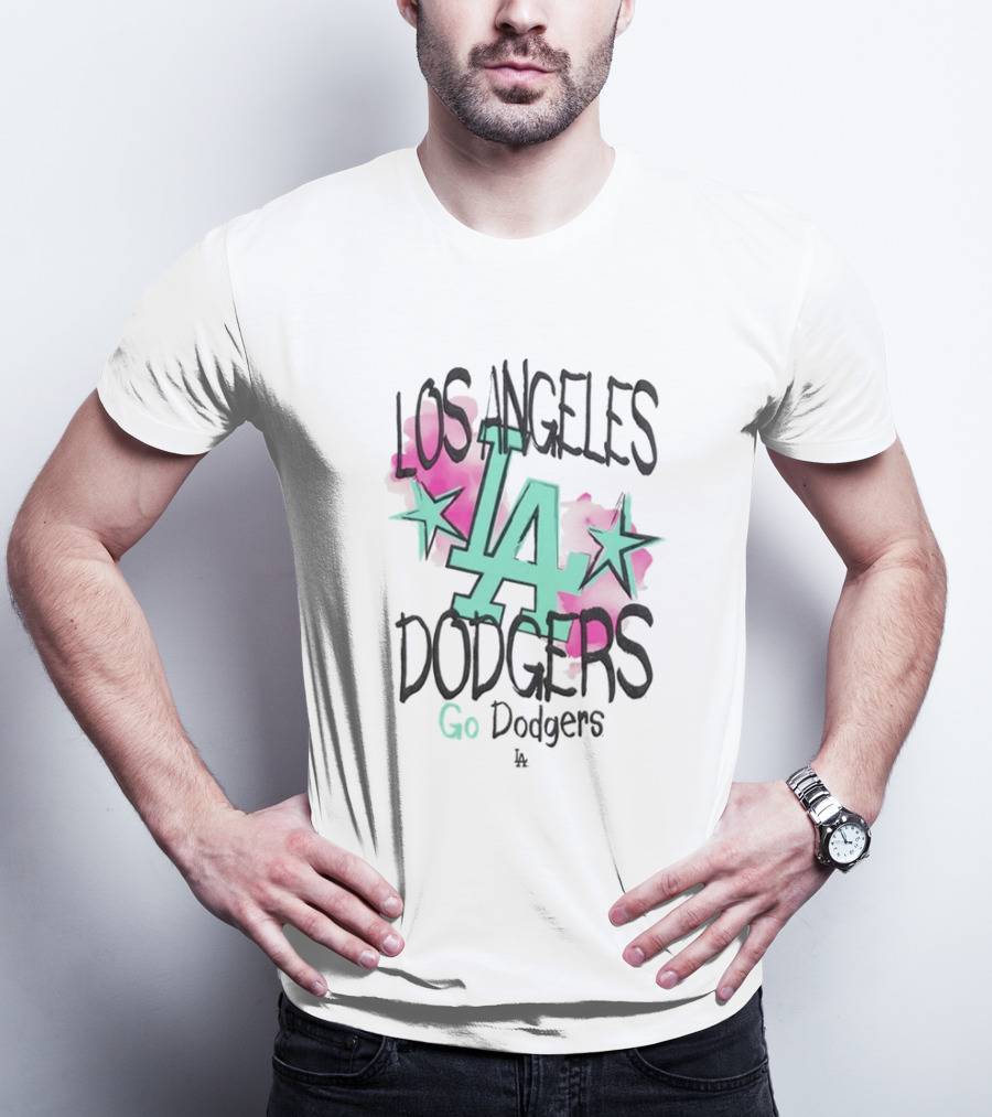 Los Angeles Dodgers LA Watercolor Stars Go Dodgers T-Shirt